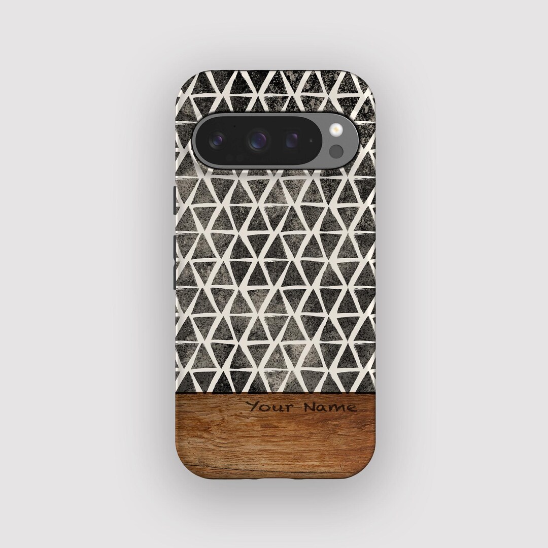 Geometric Grunge Monochrome Phone Case, Complex Triangles Design for ...
