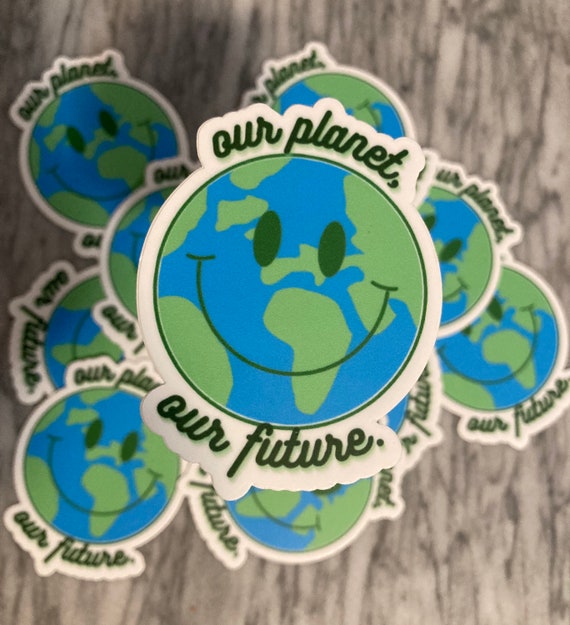 Our Planet Our Future Smiley Face Sticker - Etsy