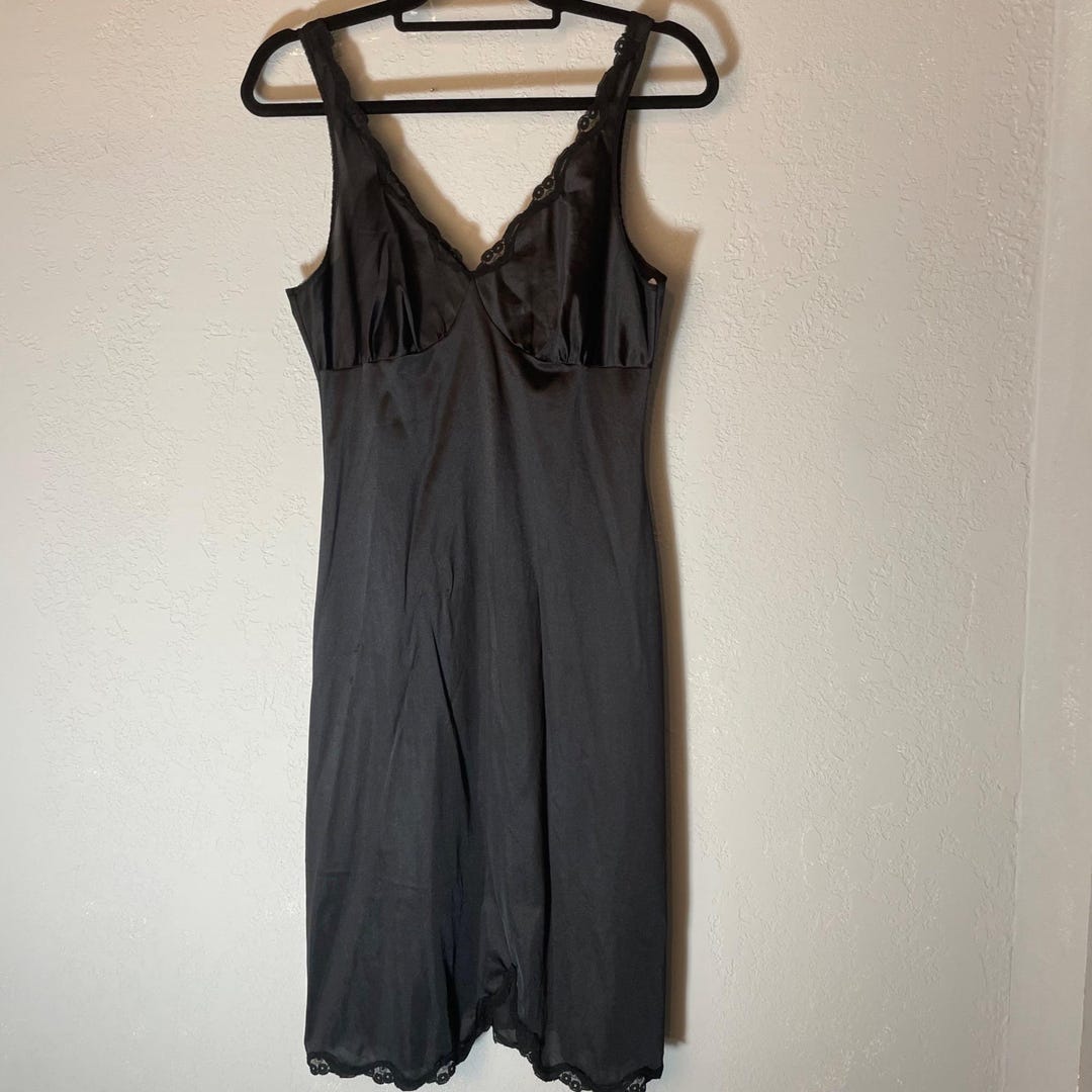 VTG Warners Black Sheer Night Gown Eyelet Trim L 36 Sz M - Etsy