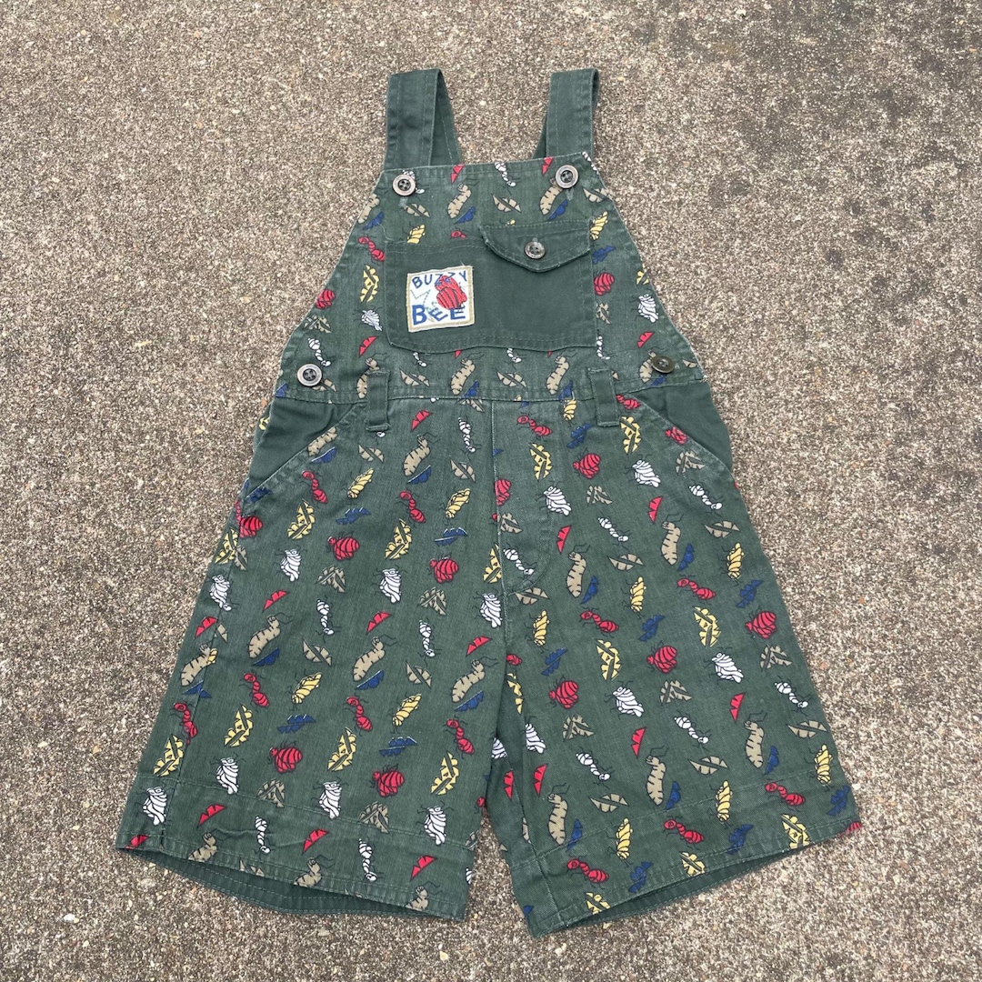 Vintage 90s Buzzy Bee Dark Green Bug Overalls Boys Sz 3T - Etsy