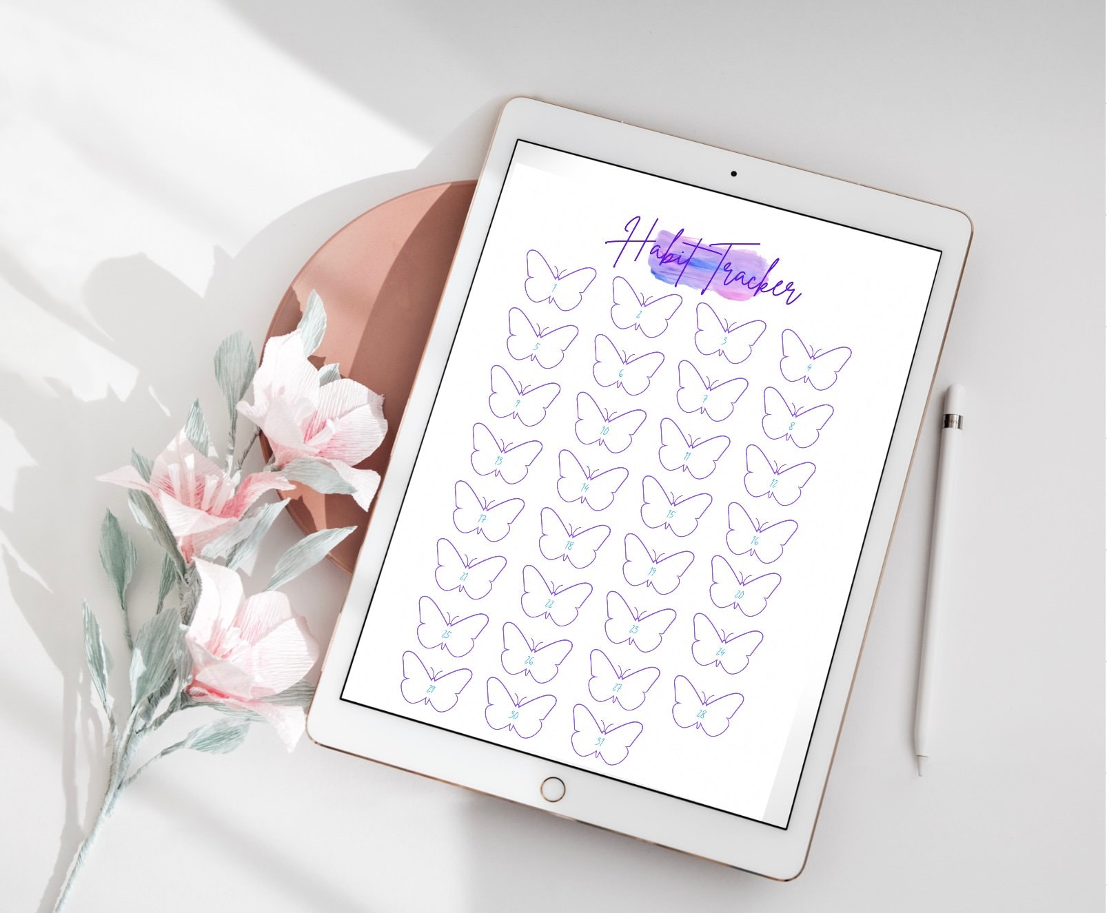 Printable Purple Butterfly Habit Tracker | Instant Download | Letter ...