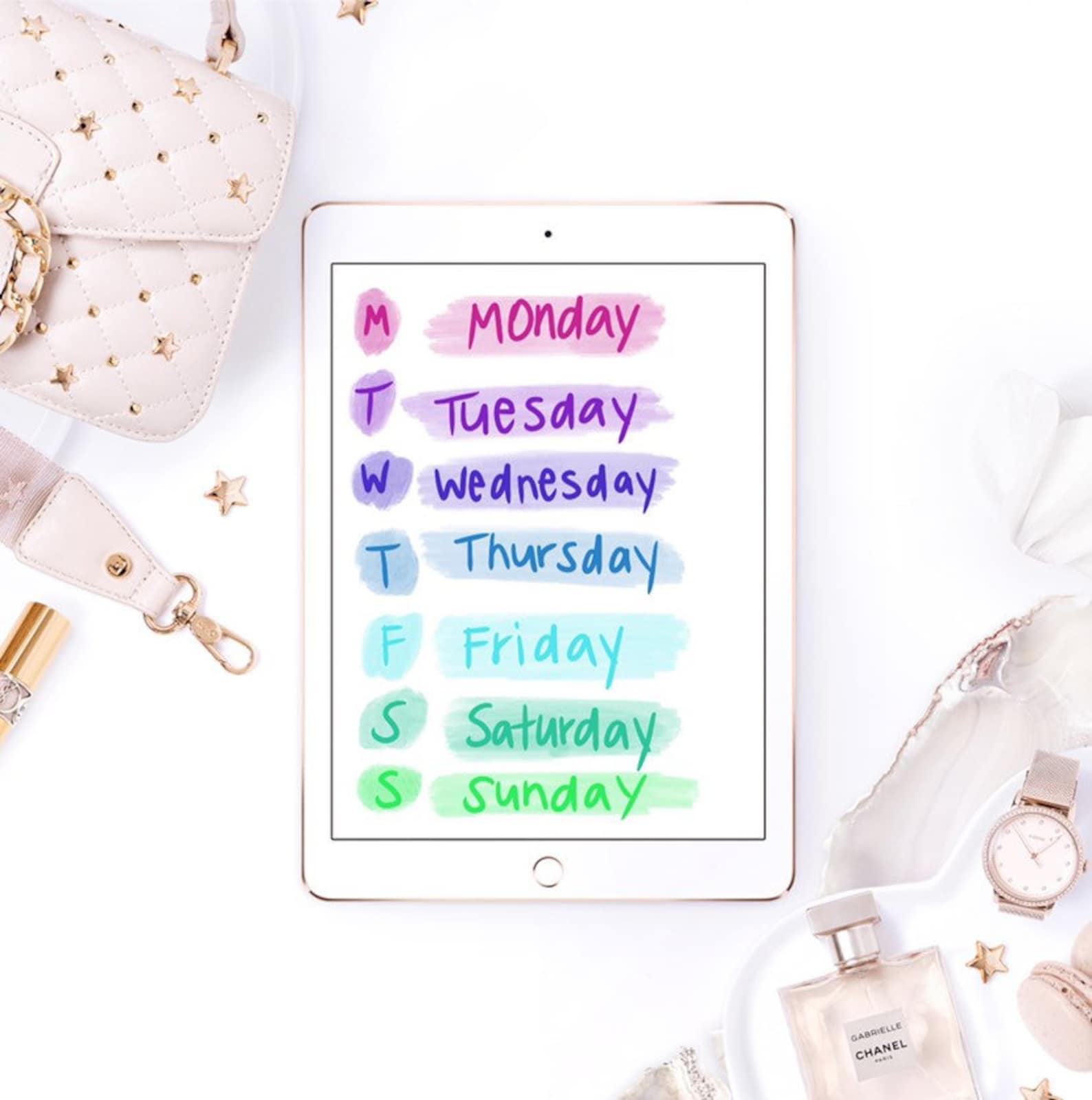 Hand Drawn Watercolor Days of the Week Digital Clip Art Digital Planner ...