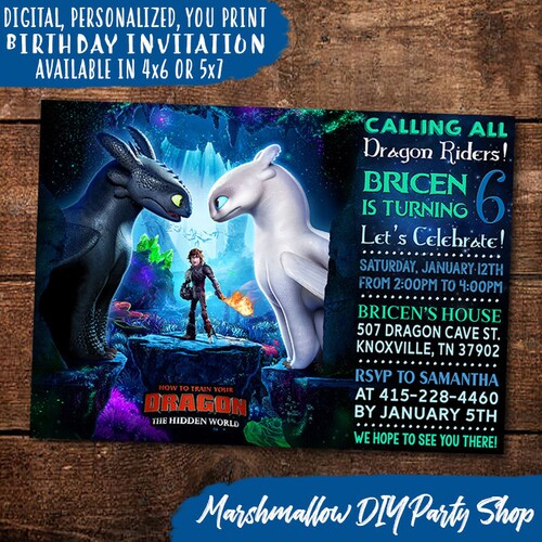 Toothless Invitation How to Train Your Dragon Birthday - Etsy