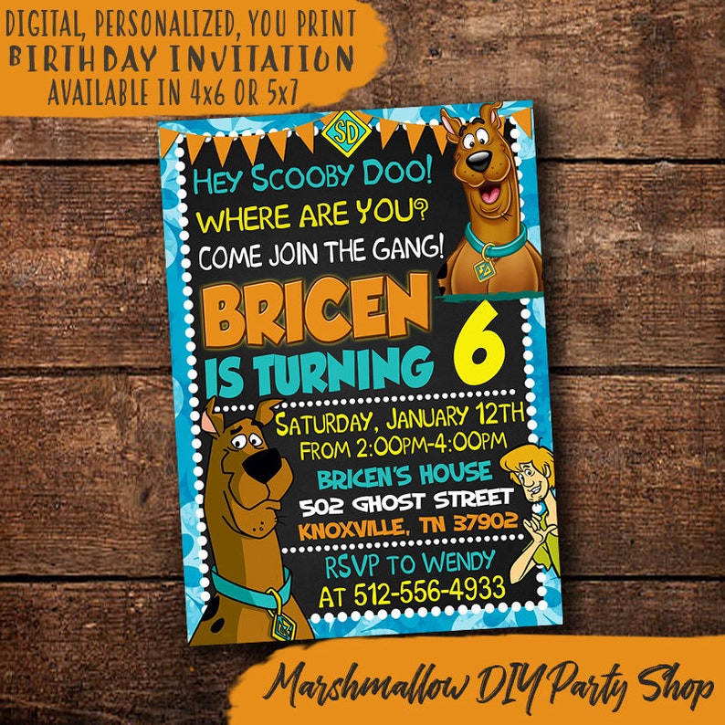 Scooby Doo Birthday Invitation Scooby Doo Invitation - Etsy