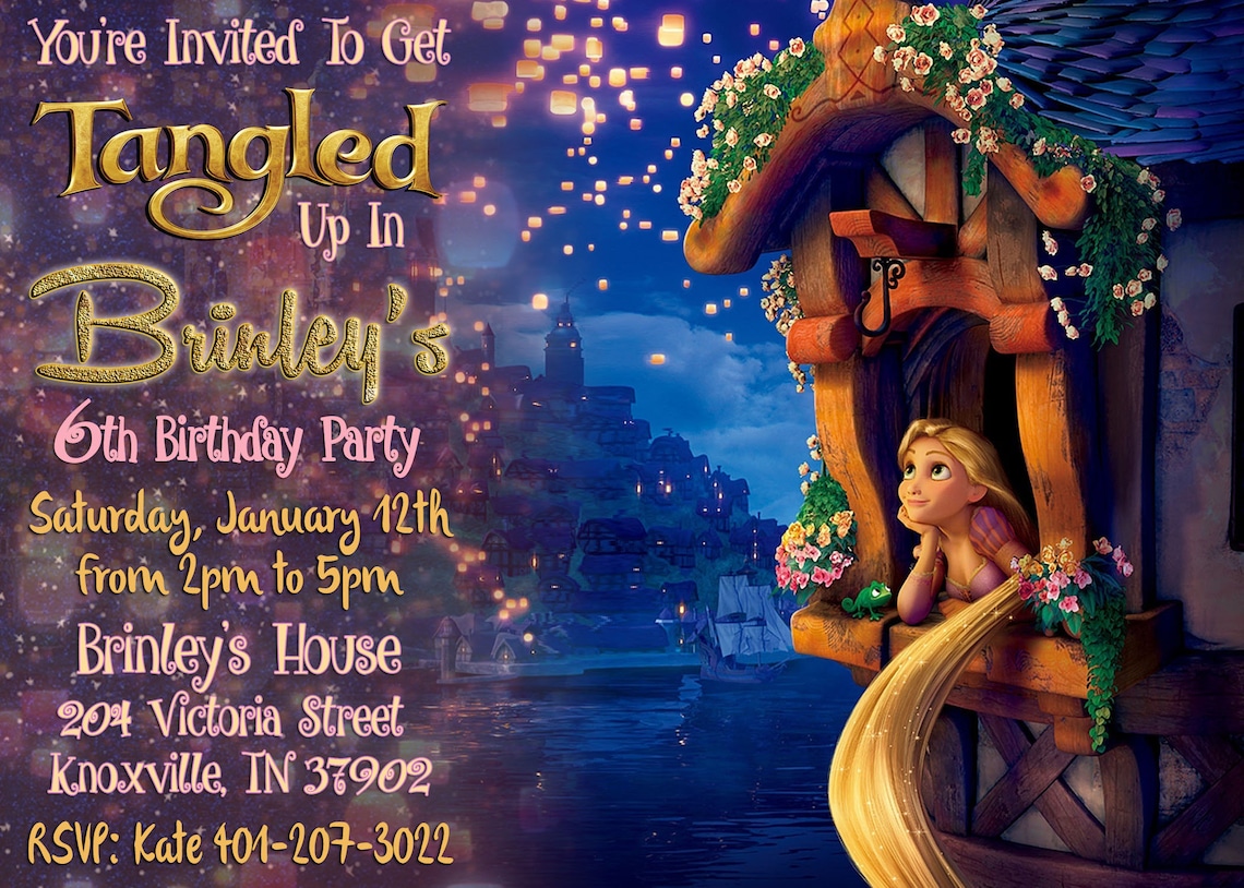 Tangled Invitation Rapunzel Invitation Tangled Invite - Etsy