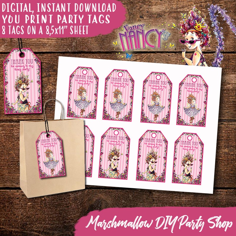 Fancy Nancy Thank You Print - Etsy