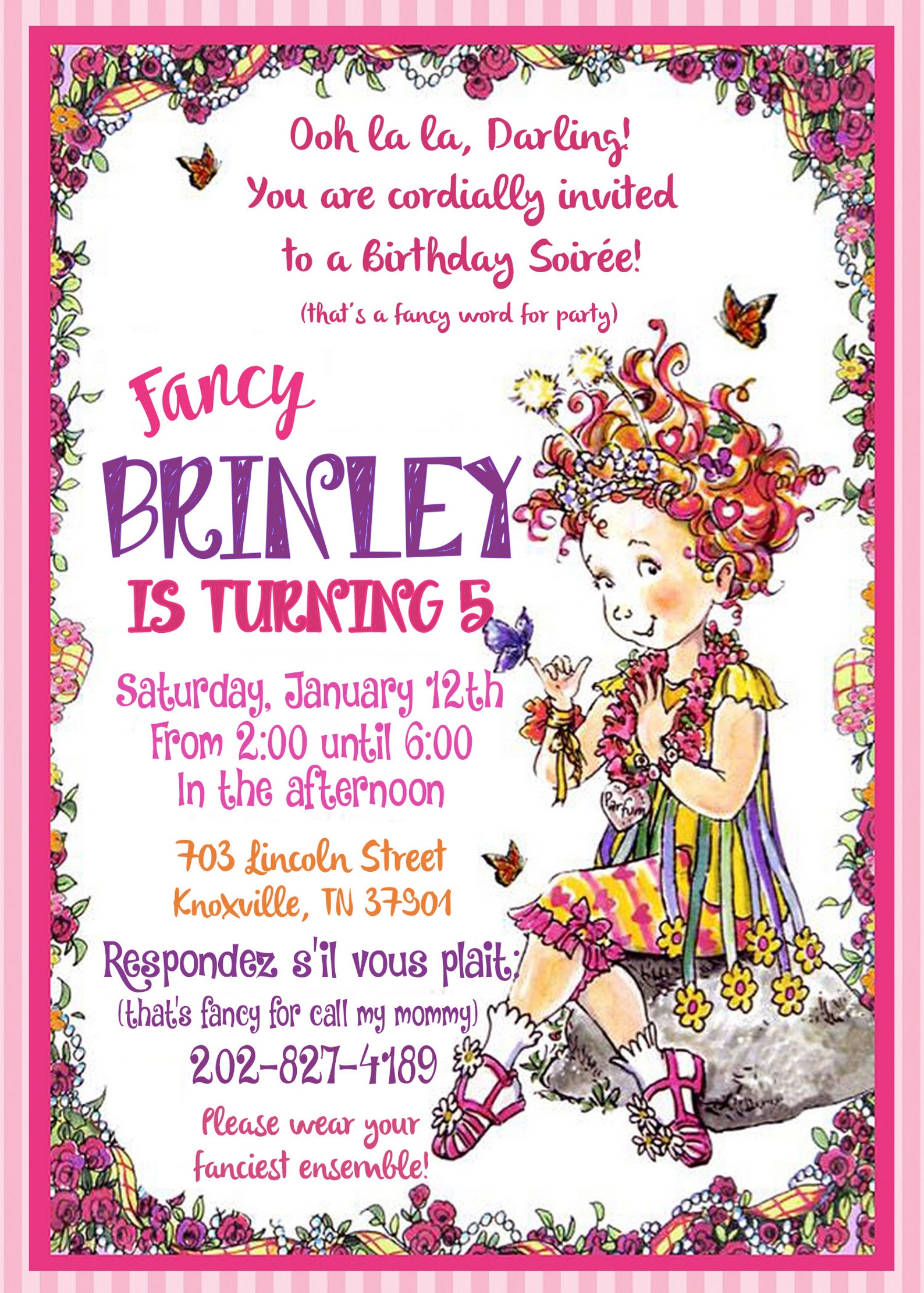 Fancy Nancy Birthday Invitation Fancy Nancy Invite Fancy - Etsy