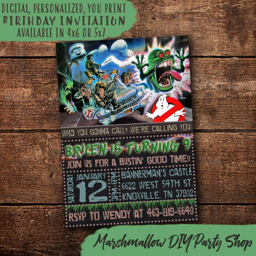Ghostbusters Birthday Invitation, Digital-print Yourself Ghostbusters ...