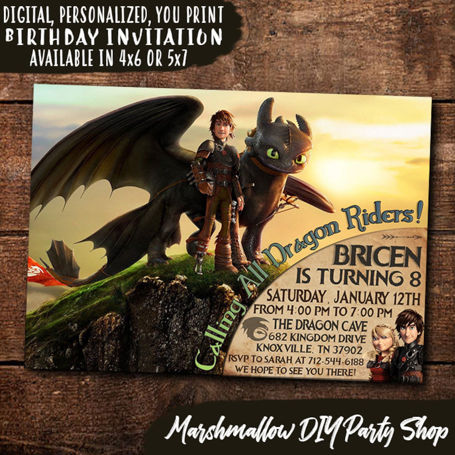 How to Train Your Dragon Birthday Invitation, Digital-print Yourself ...