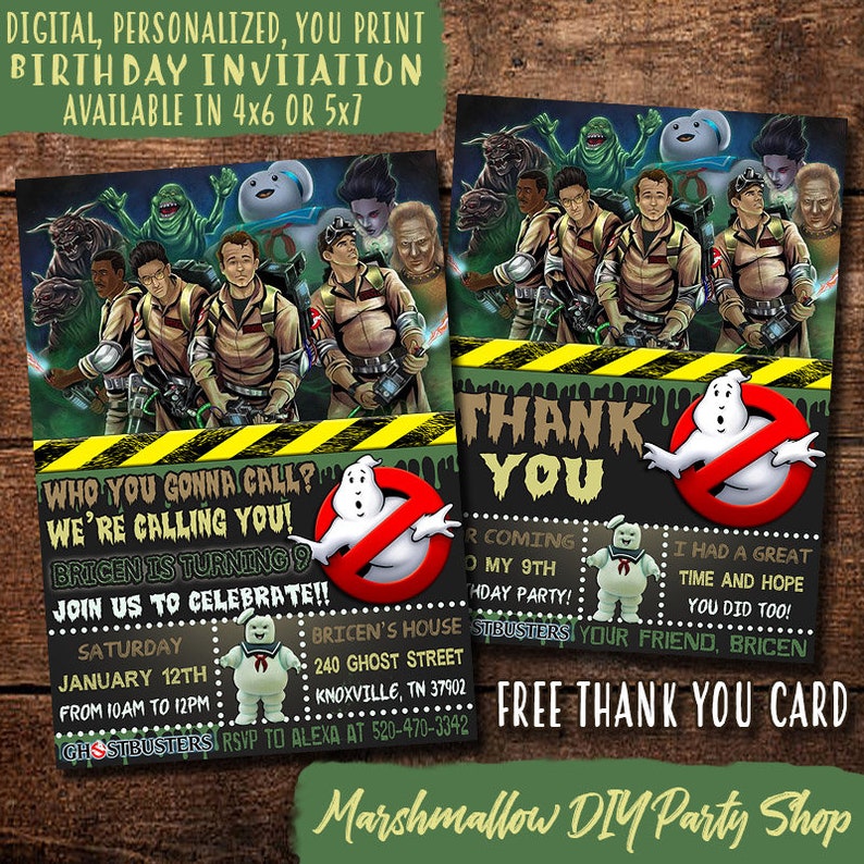 Ghostbusters Birthday Invitation Digital-print Yourself - Etsy