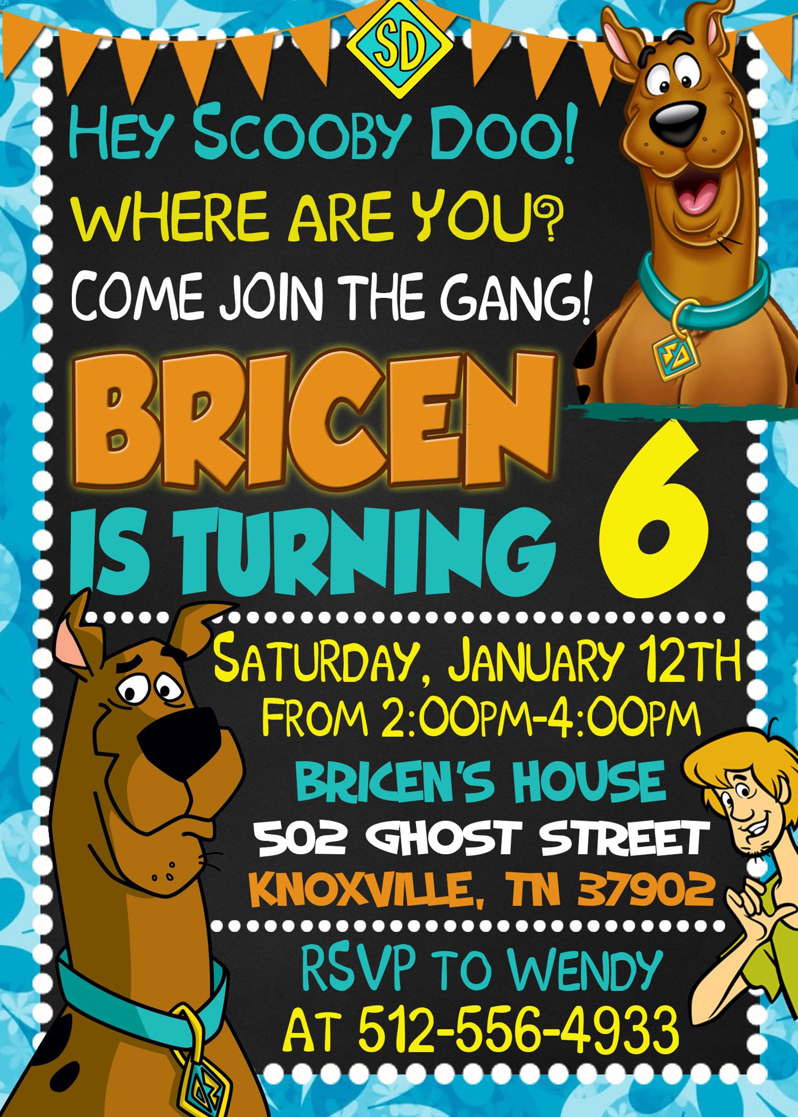 Scooby Doo Birthday Invitation Scooby Doo Invitation - Etsy