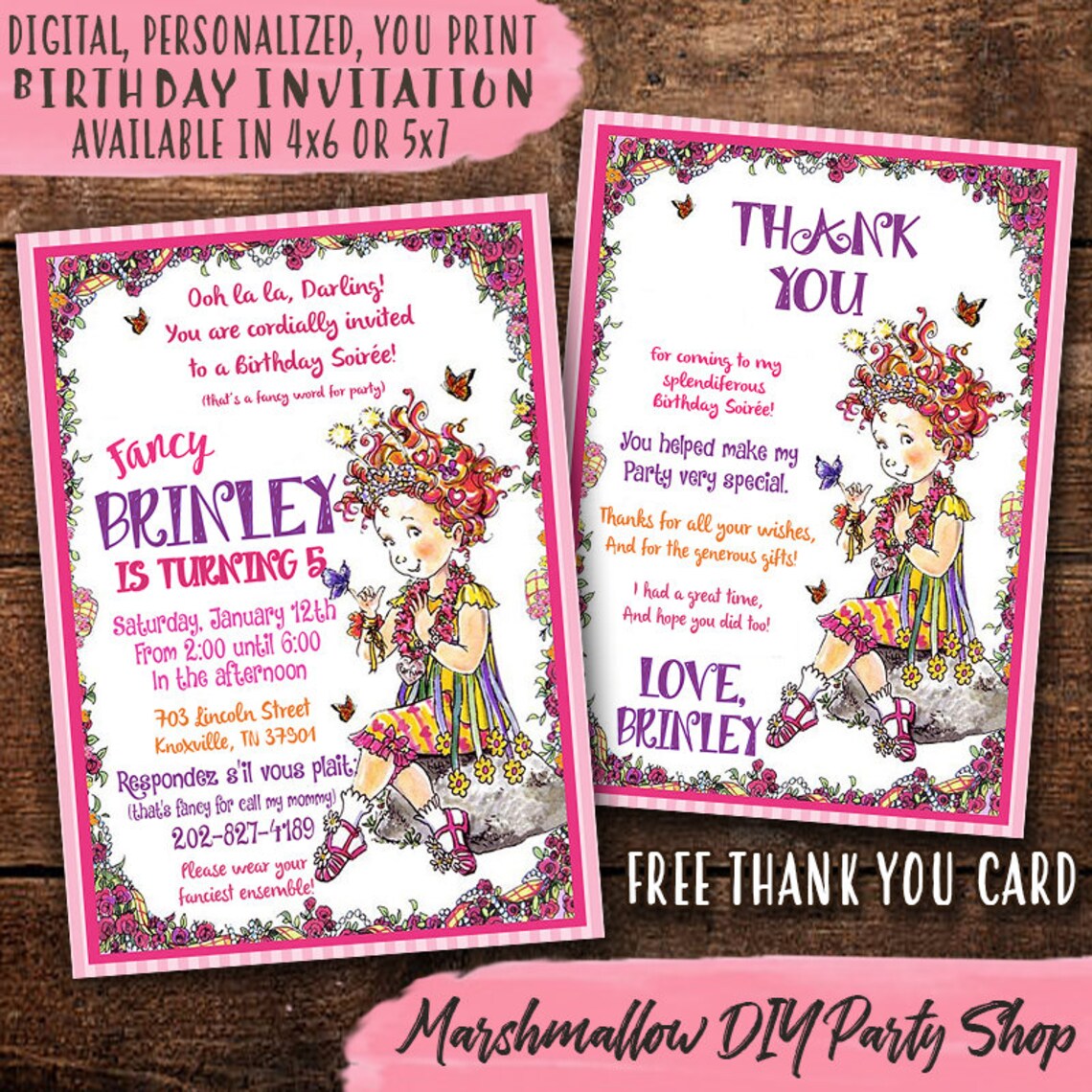 Fancy Nancy Birthday Invitation Fancy Nancy Invite Fancy - Etsy