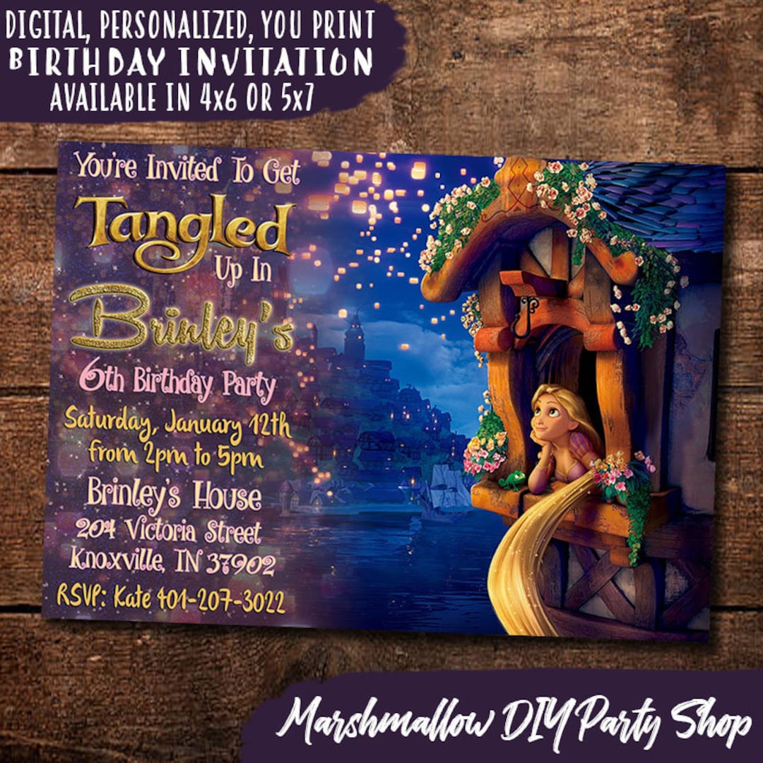 Tangled Invitation, Rapunzel Invitation, Tangled Invite, Rapunzel ...