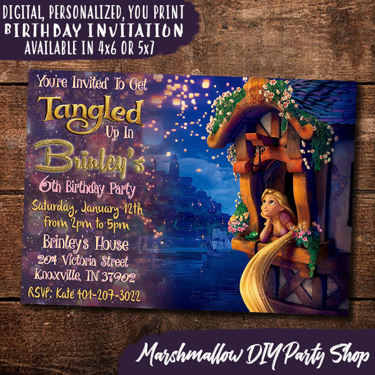 Tangled Invitation Rapunzel Invitation Tangled Invite - Etsy
