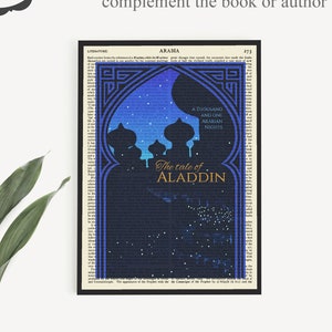 Printable 'aladdin' Book Cover Poster Print on Old Page, Aladdin Gifts ...
