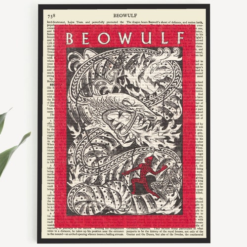 Printable 'beowulf' Book Cover Print on Vintage Page - Etsy