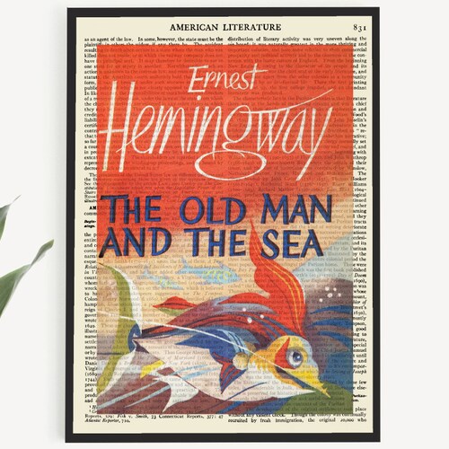 Printable Hemingway Book Cover Art Print 'the Old Man and - Etsy
