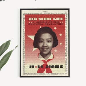 Printable 'red Scarf Girl' Book Cover Art Print on Vintage Page ...