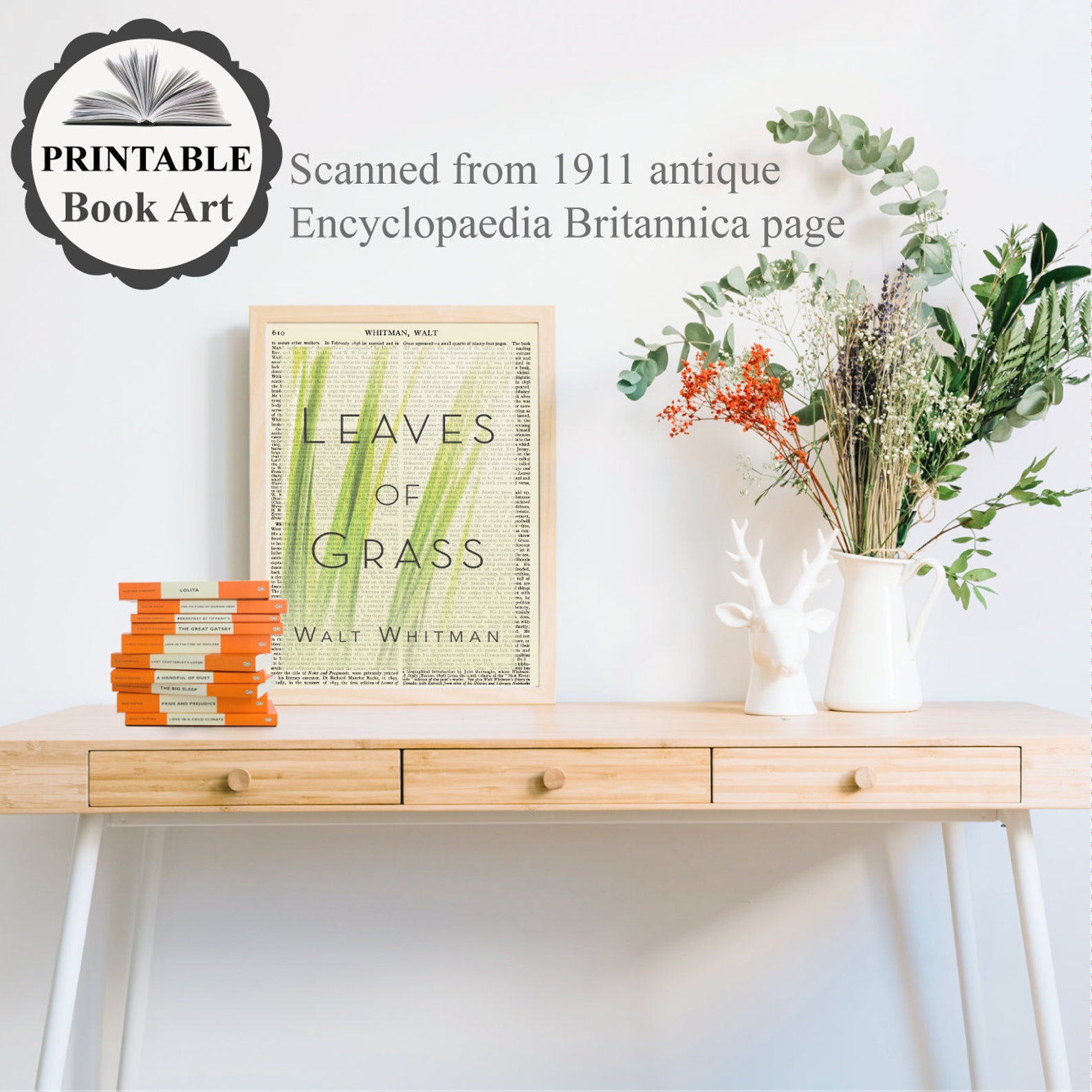 Printable 'leaves of Grass' Book Cover Art Print Walt - Etsy