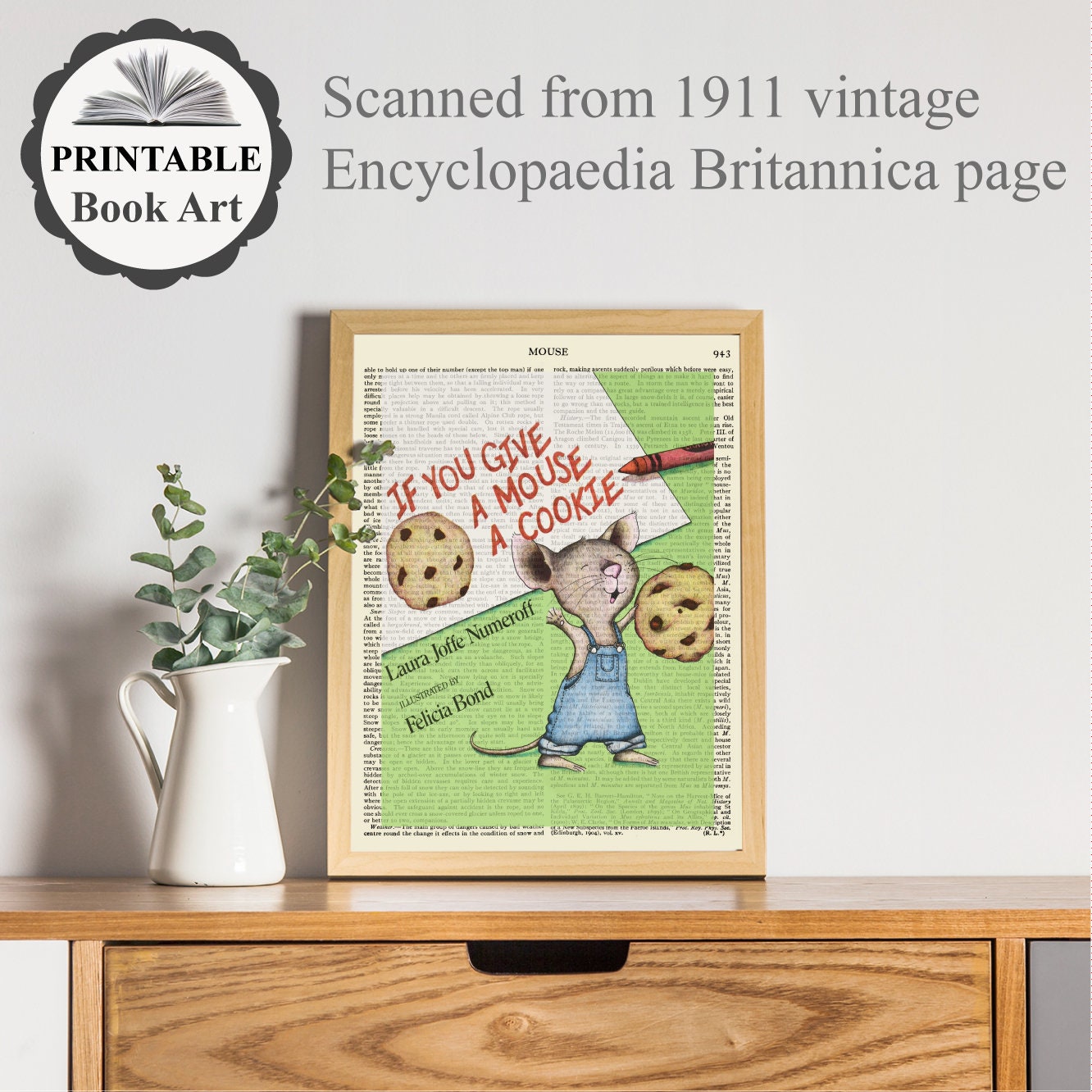 Printable 'if You Give A Mouse A Cookie' on Old Page, Childrens Book ...