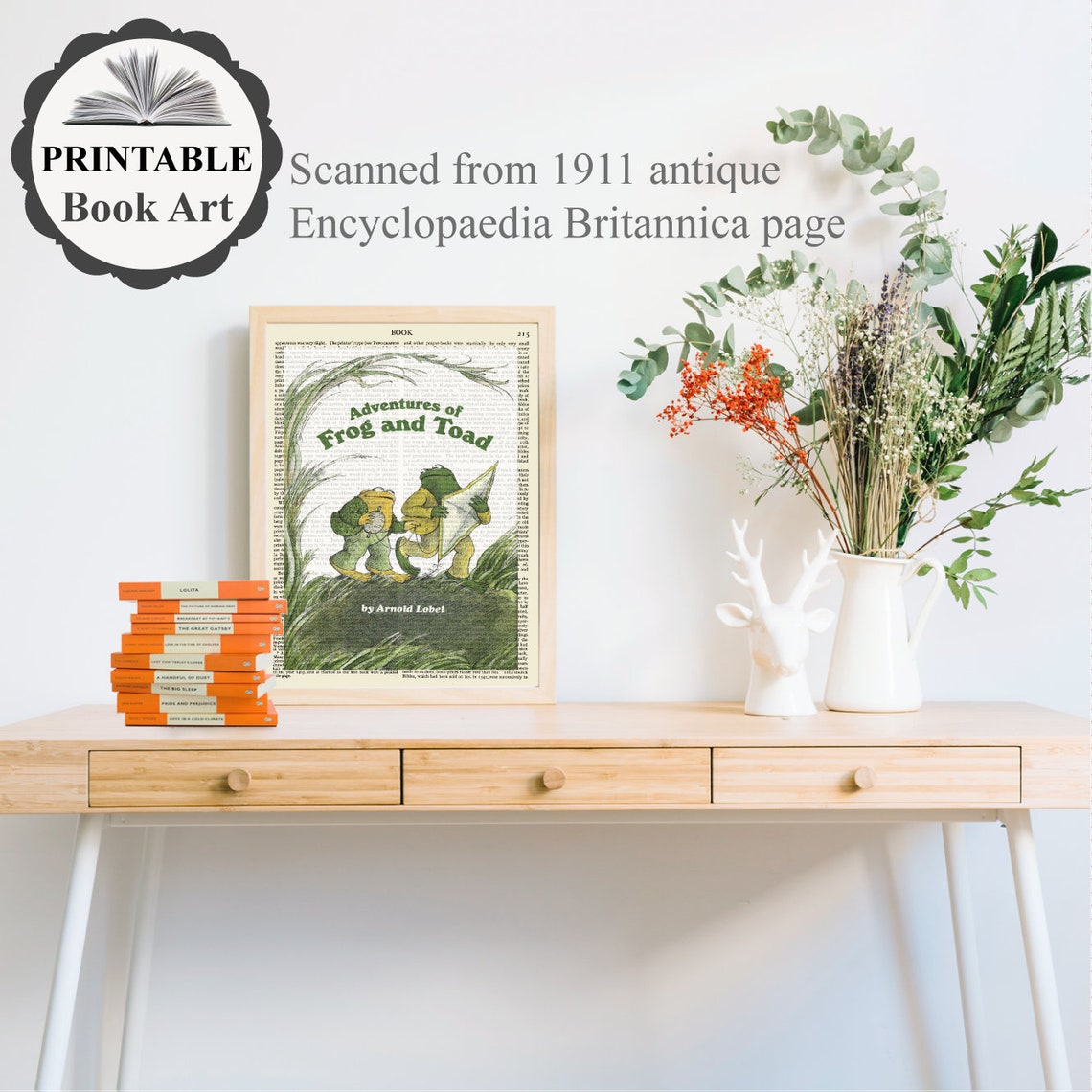 Printable 'frog and Toad' Book Poster Print on Old Encyclopaedia Page ...