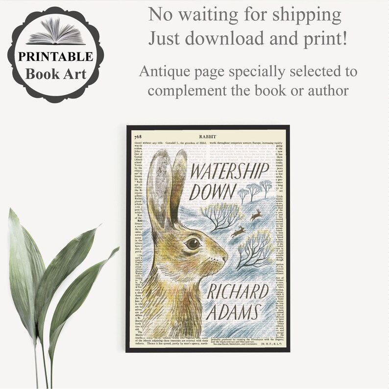 Printable 'watership Down' Print on Vintage Page | Etsy