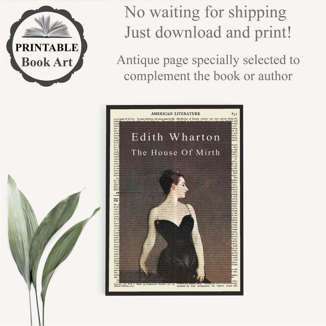 Printable Literary Art 'the House of Mirth' on Vintage Page, Edith ...