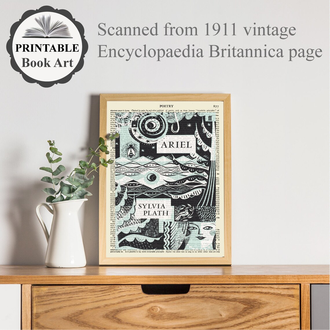 Printable 'ariel' Book Cover Art Prints, Sylvia Plath Print, Poetry ...