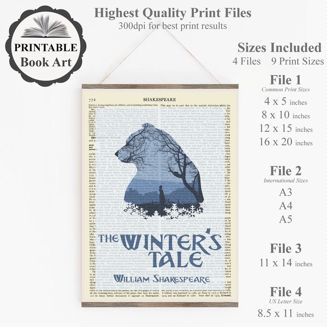 Printable 'The Winters Tale' Play Book Cover Poster | Etsy