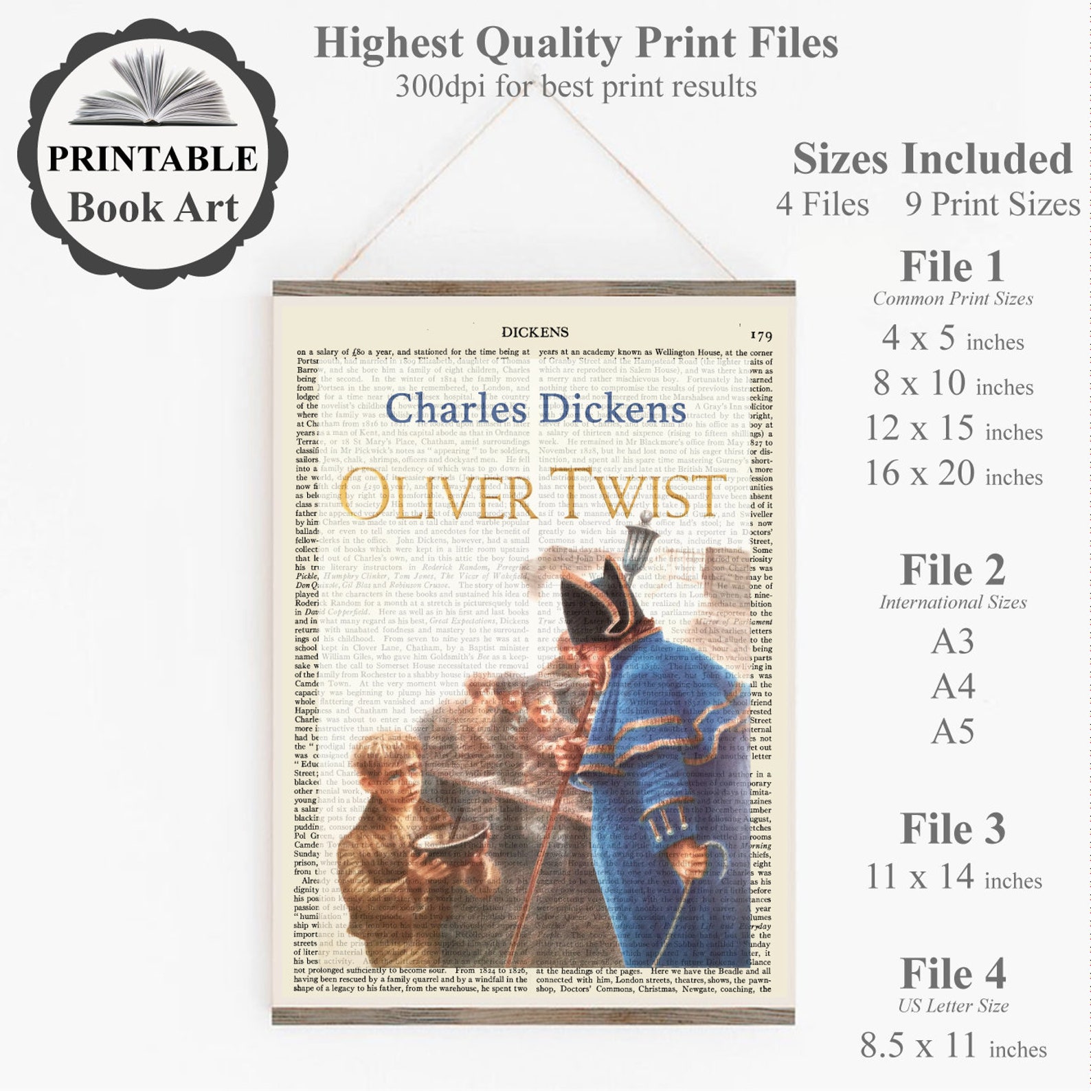 Dickens Printable Oliver Twist Book Cover Poster on 1911 | Etsy