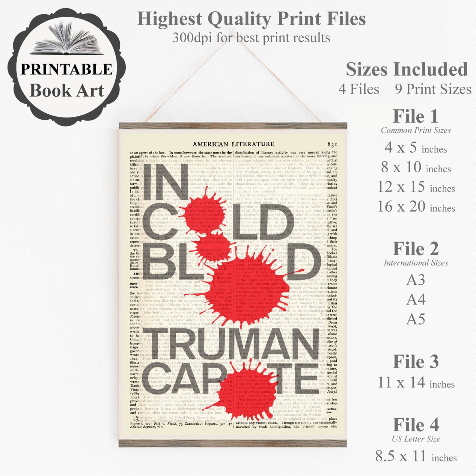Printable 'in Cold Blood' Book Cover Print on a Vintage Encyclopedia ...