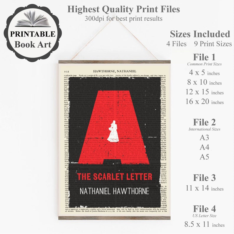 Printable the Scarlet Letter Poster Book Lover Gift Book - Etsy