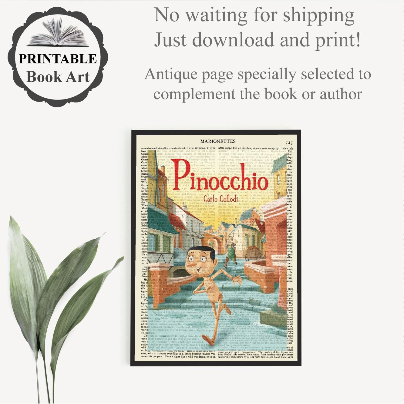 Printable 'pinocchio' Book Art Print Kids Room Wall - Etsy