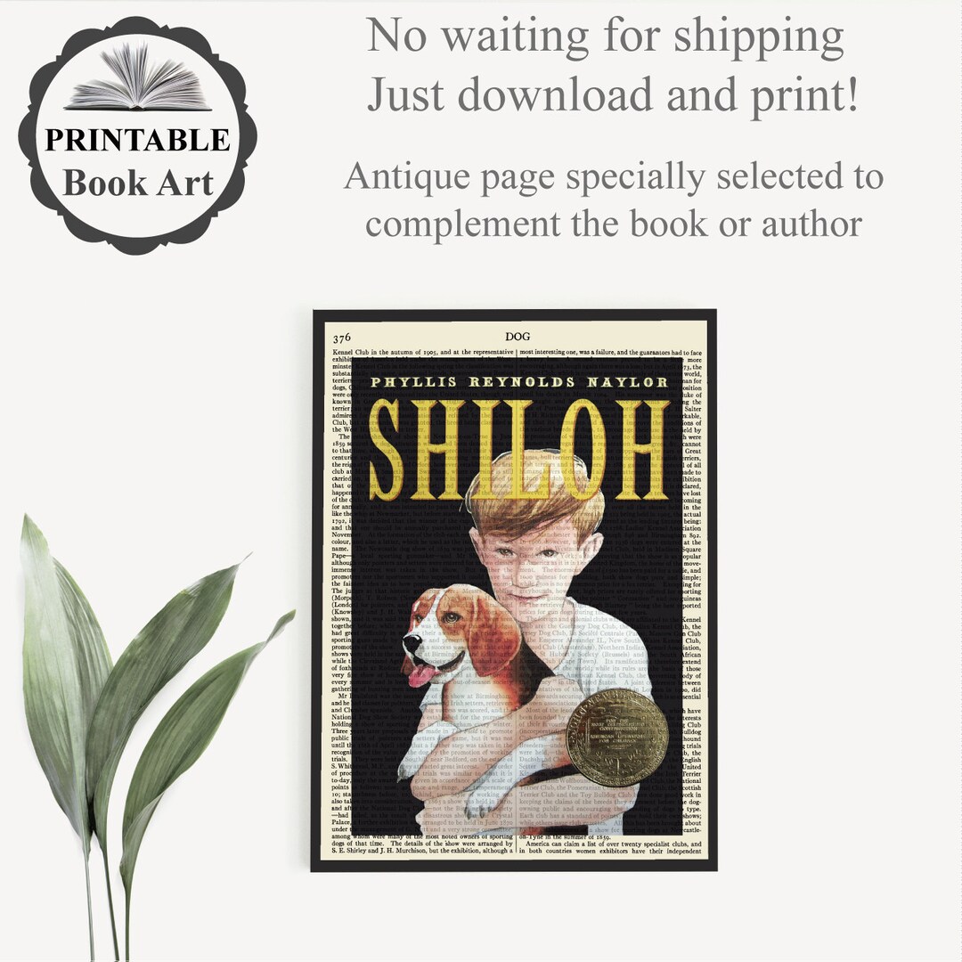 Printable 'shiloh' Book Cover Art Print, Bookish Teacher Gifts, Dog ...