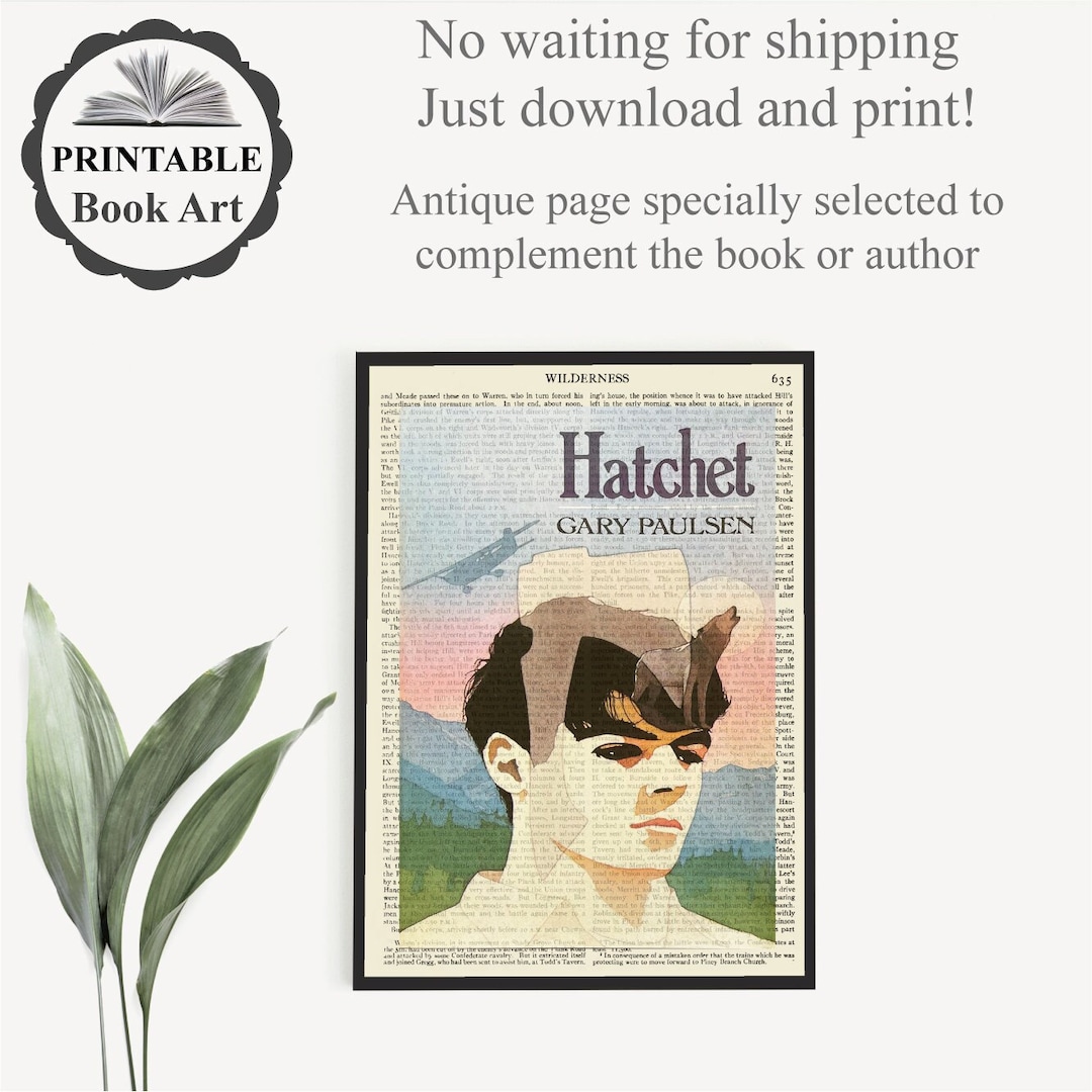 Printable 'hatchet' Book Cover Print on Vintage Page, Book Lover ...