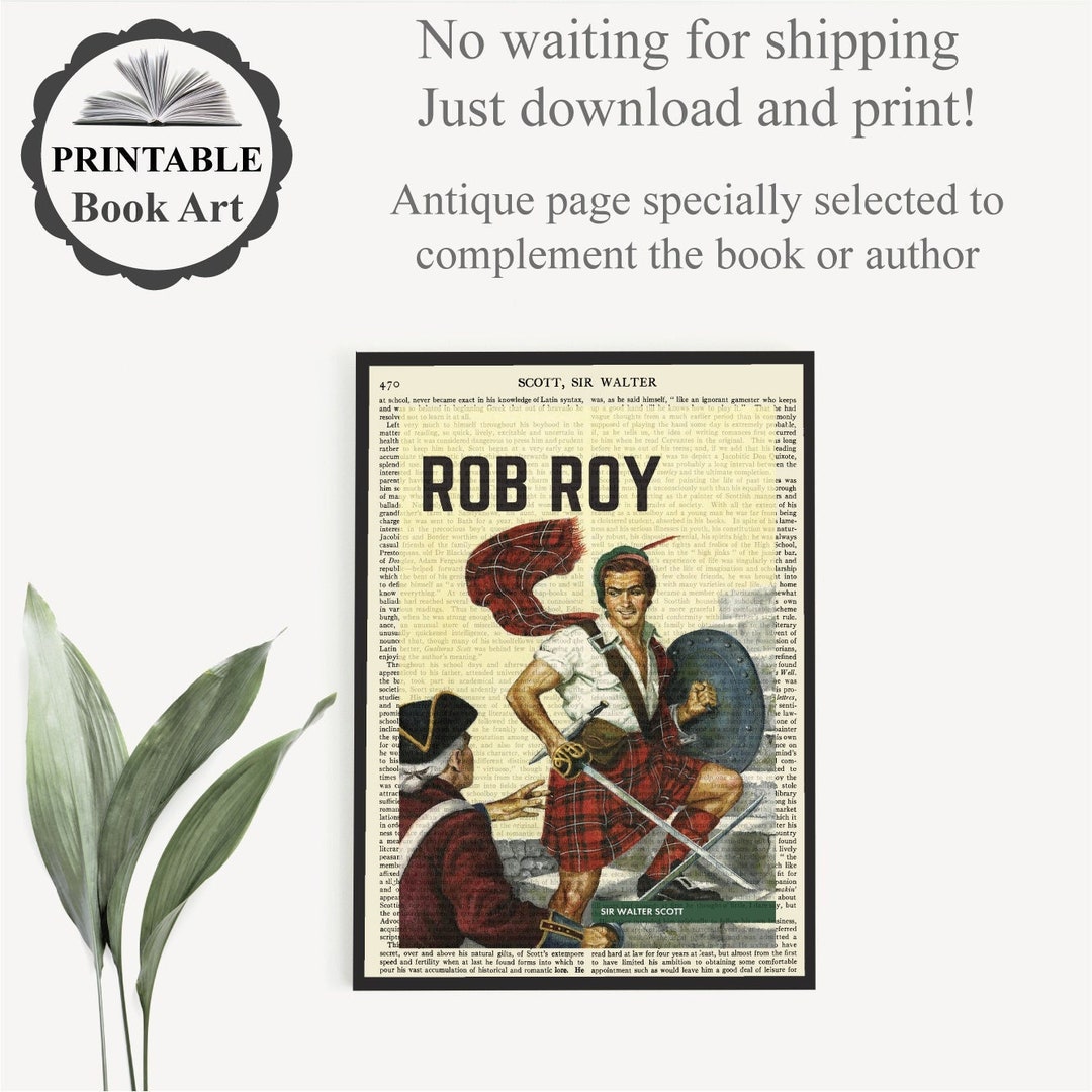 Printable 'rob Roy' Book Cover Art Print, Sir Walter Scott Poster ...