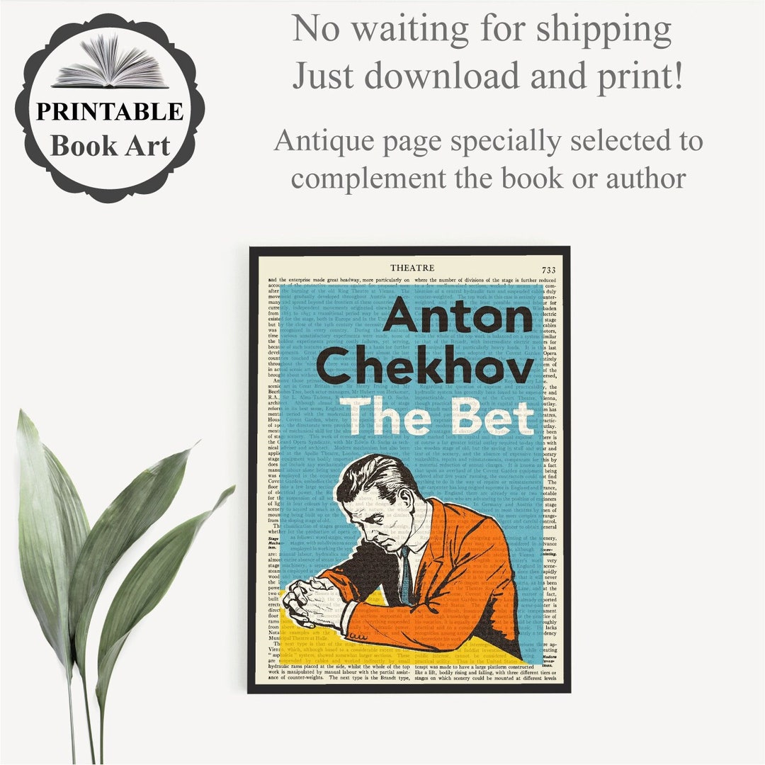 Printable 'the Bet' Art Print on Vintage Page, Anton Chekhov Poster ...