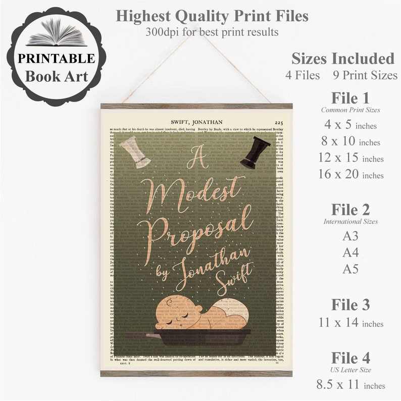 Printable 'A Modest Proposal' Book Cover Print Poster - Etsy