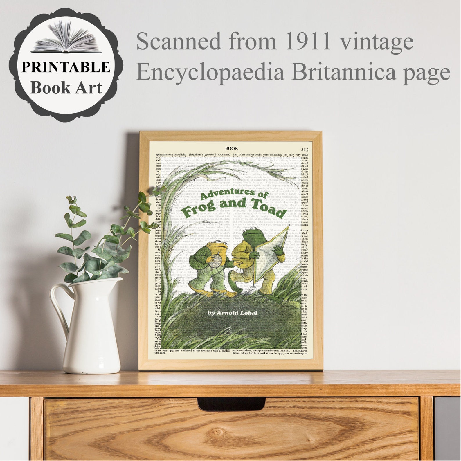 Printable 'frog and Toad' Book Poster Print on Old Encyclopaedia Page ...