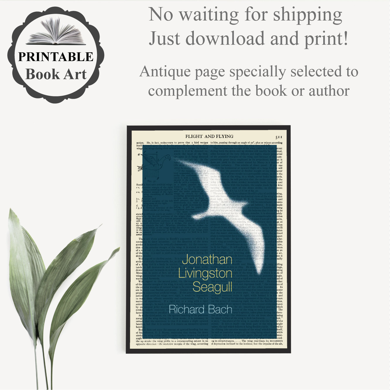 Printable Jonathan Livingston Seagull Book Cover Art Print on - Etsy