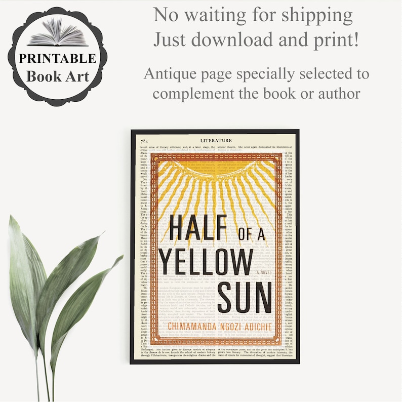 Printable 'half of A Yellow Sun' Book Cover Print on Old Page ...
