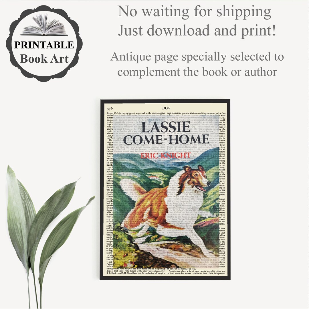 Printable 'lassie Come Home' Book Cover Art Print, Bookish Gift for ...