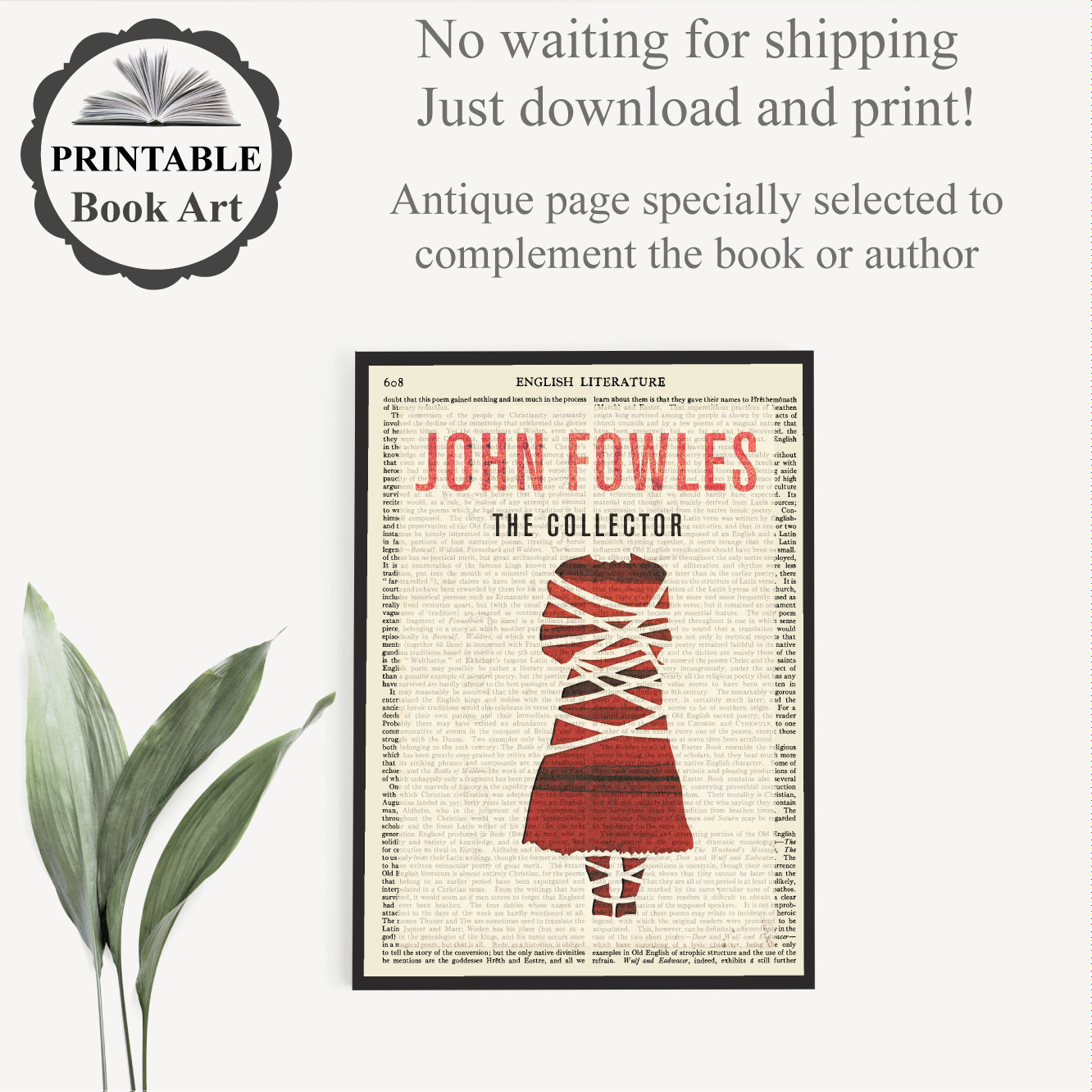 Printable 'the Collector' Book Cover Art Print, Bookcase Decor, Cult ...