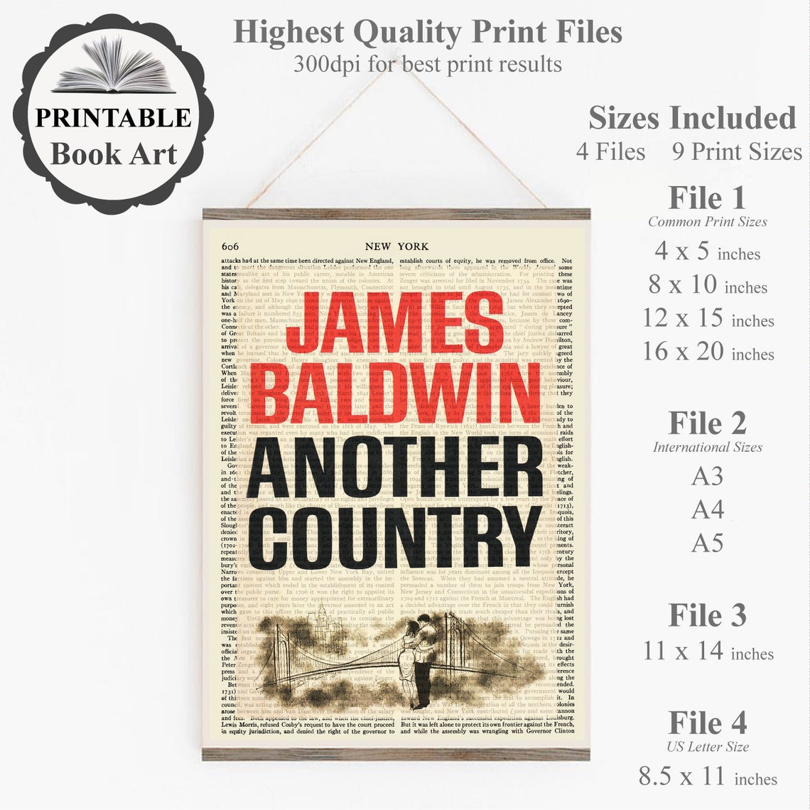 Printable 'another Country' Book Cover Print on Vintage Page, Printable ...