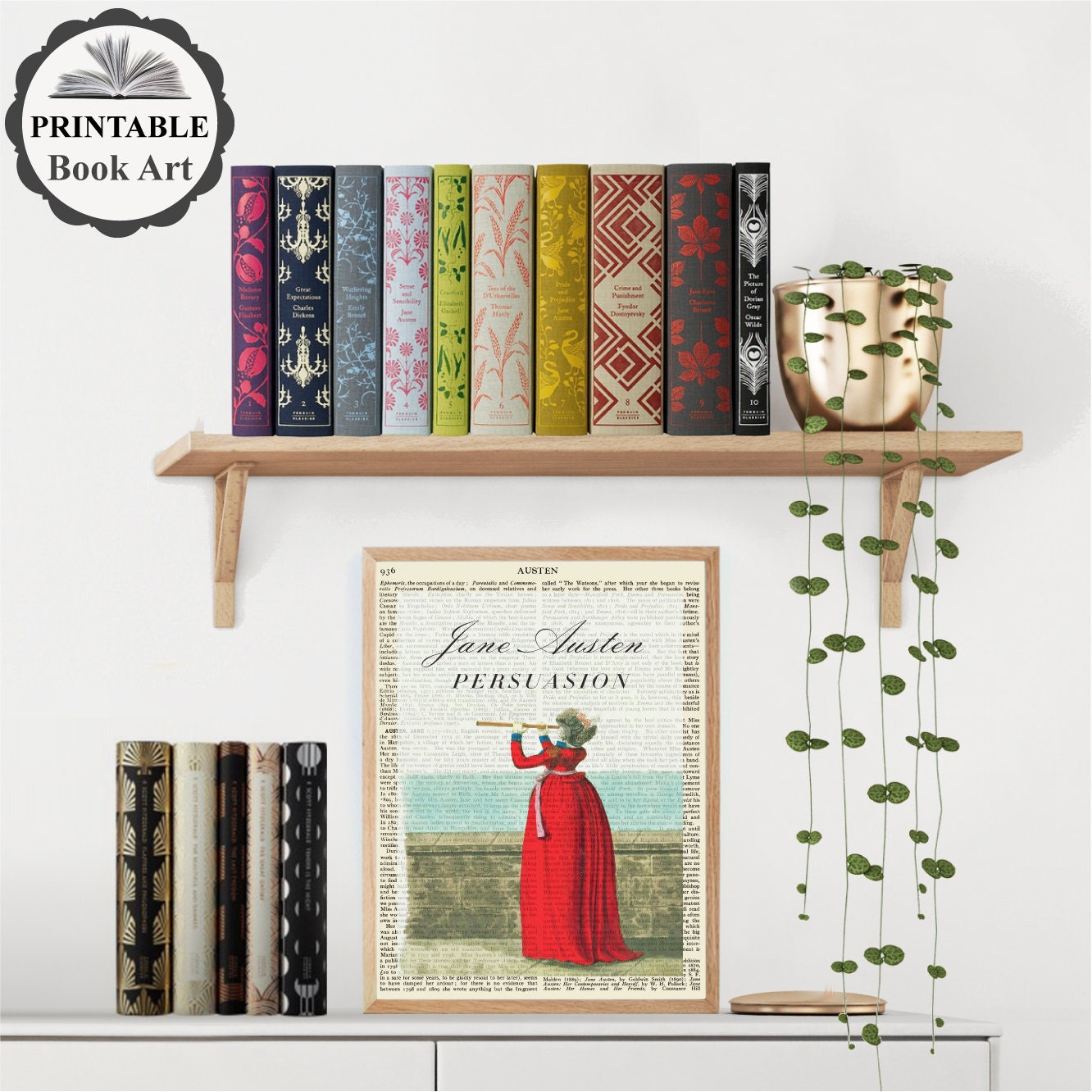 Printable 'persuasion' Book Cover Art on 'vintage Page, Jane Austen ...