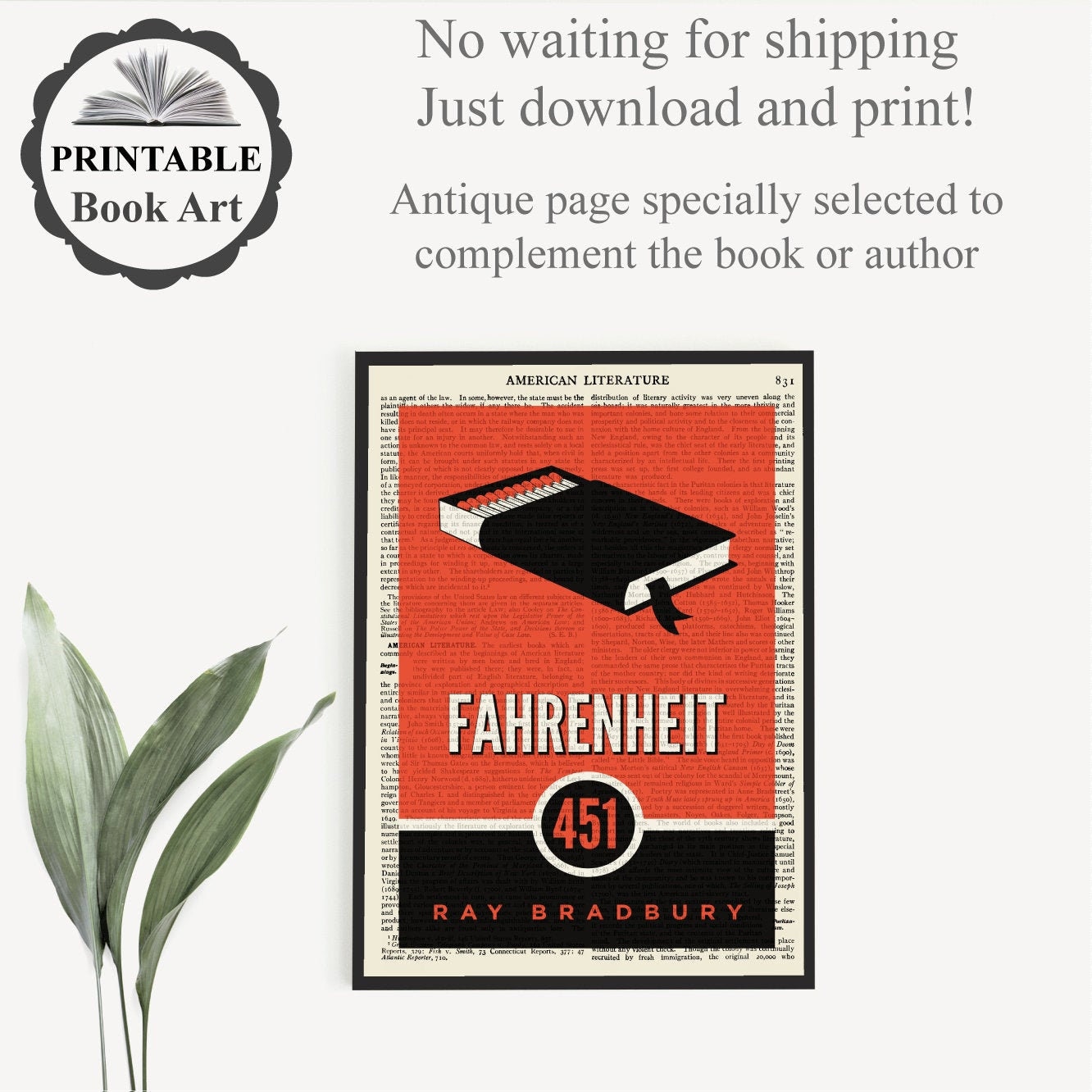 Fahrenheit 451 Printable Poster Book Cover Art Print by Ray - Etsy