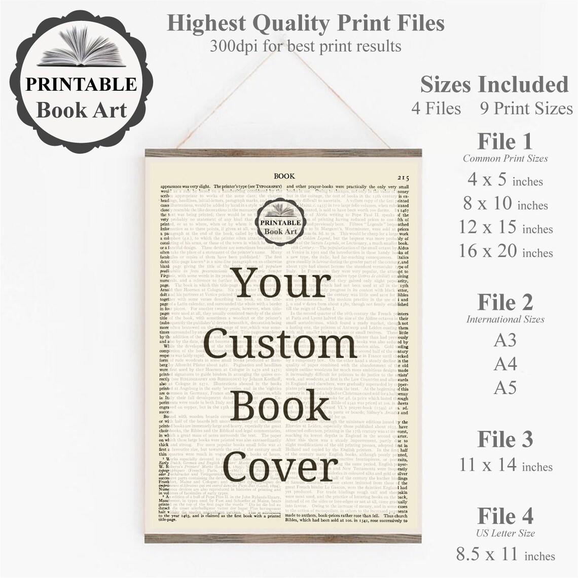 Custom Book Cover Art Print, Personalized Wall Art, Home Decor ...