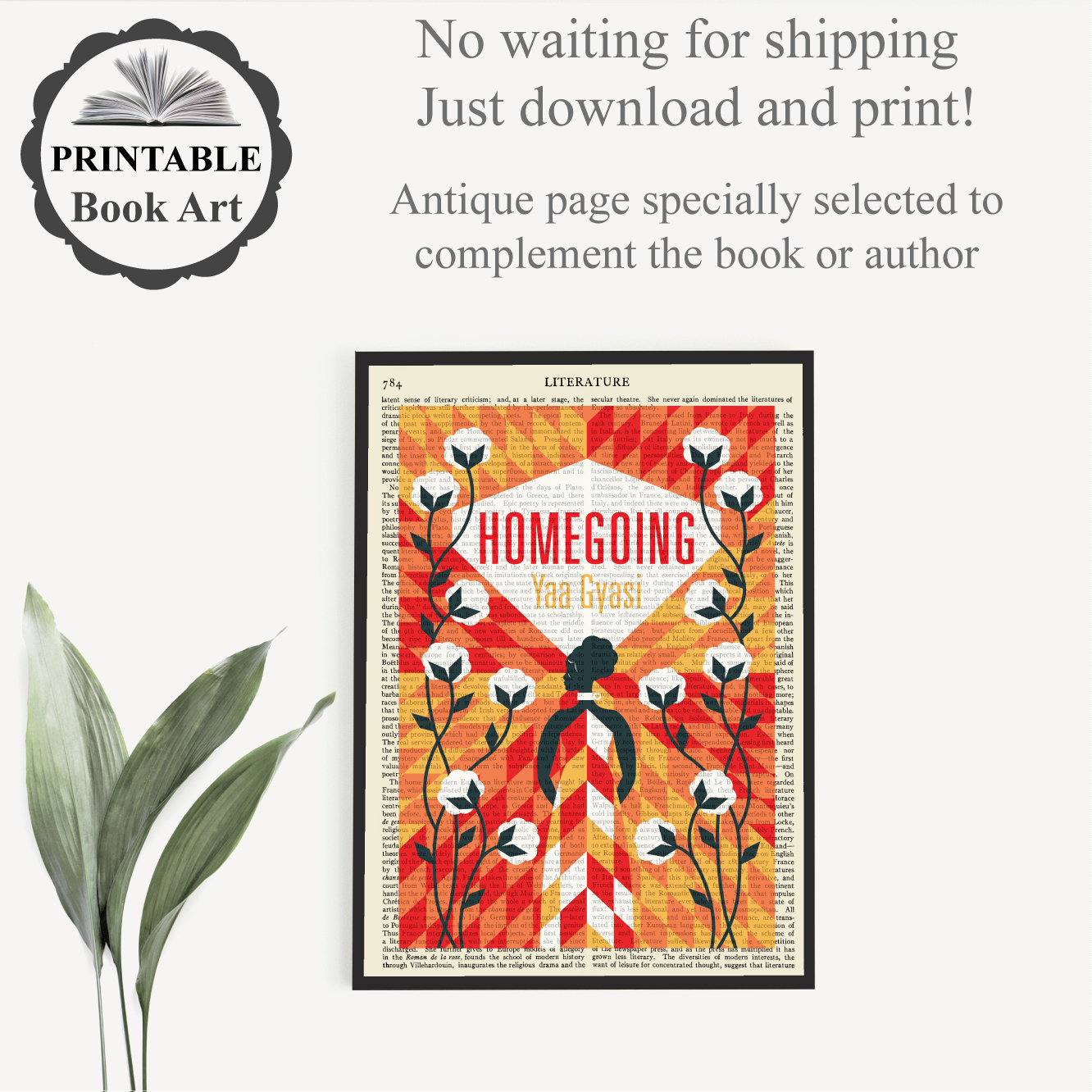 Printable 'homegoing' Book Cover Art on Old Page Yaa | Etsy