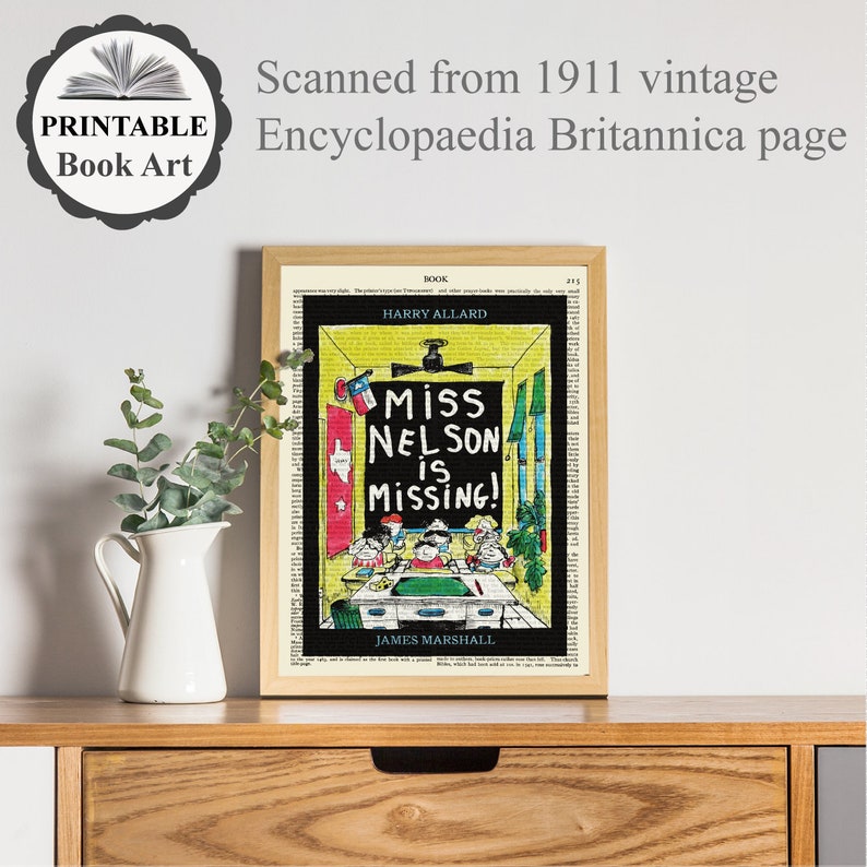 Printable 'miss Nelson is Missing' Book Cover Art Print, Childs Room ...