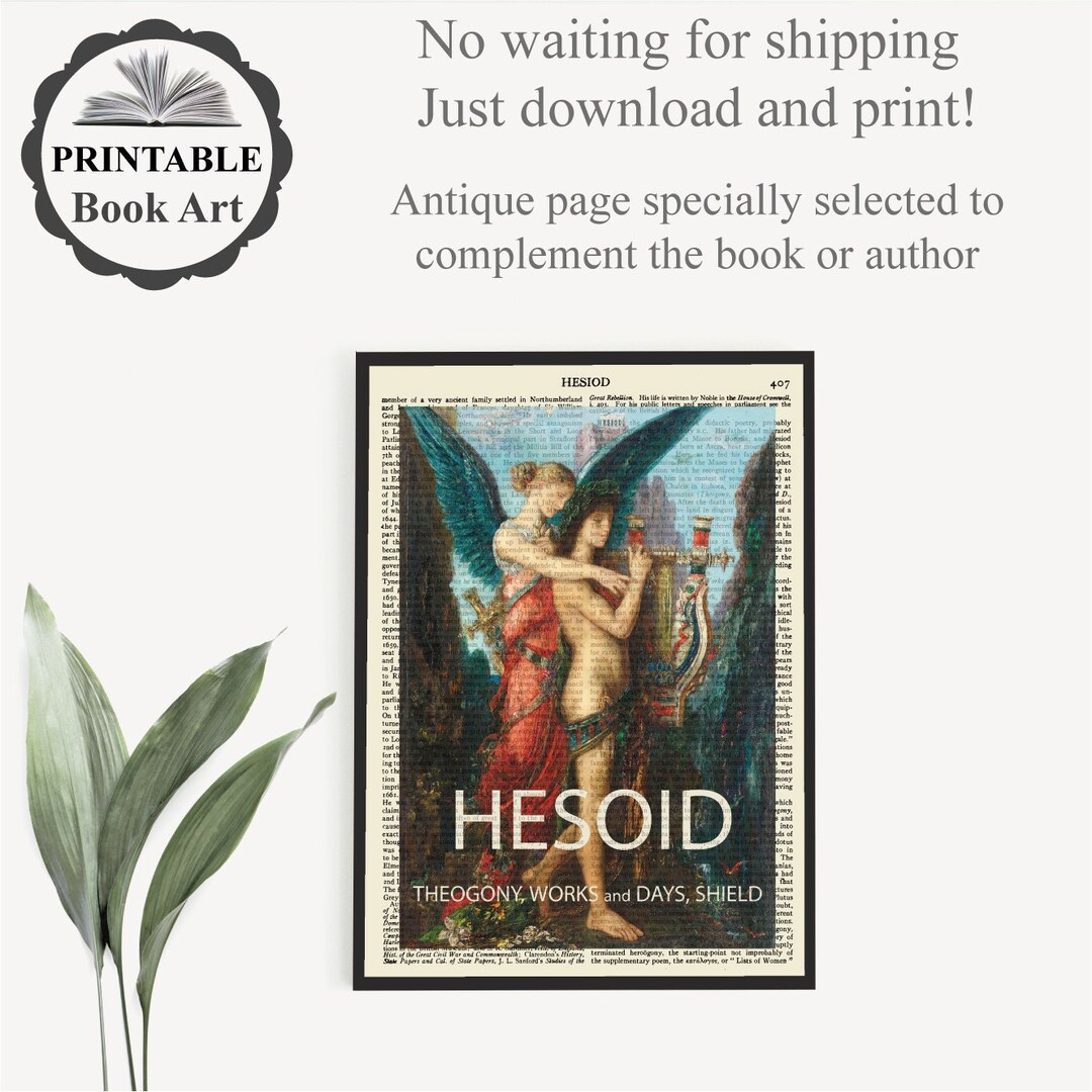 Hesoid Printable Book Cover Art Print, Ancient Greece Wall Art, Classic ...